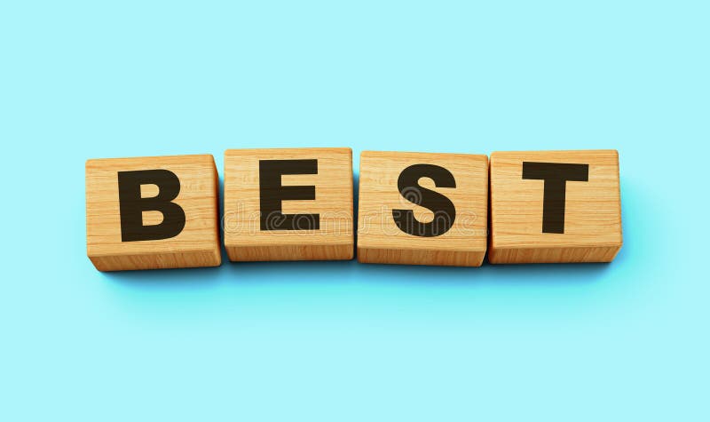 Best Text on Wooden Blocks Isolated on Soft Blue Background, 3d ...