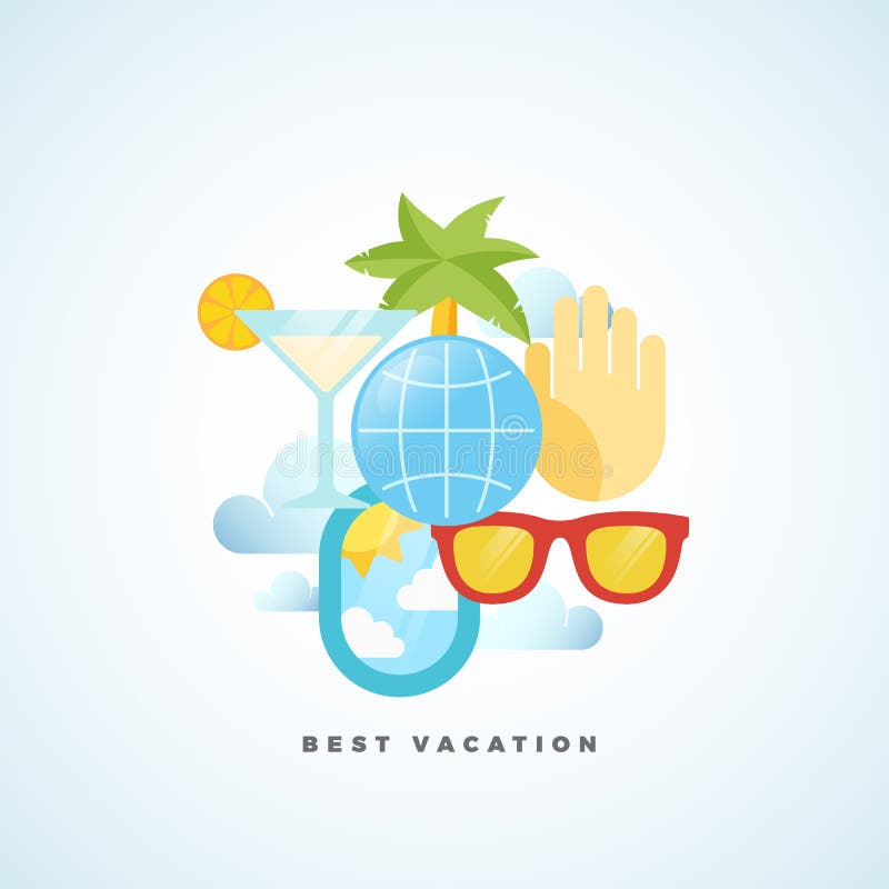 Best Vacation Flat Style Vector Tourism Illustration. Stock Vector ...