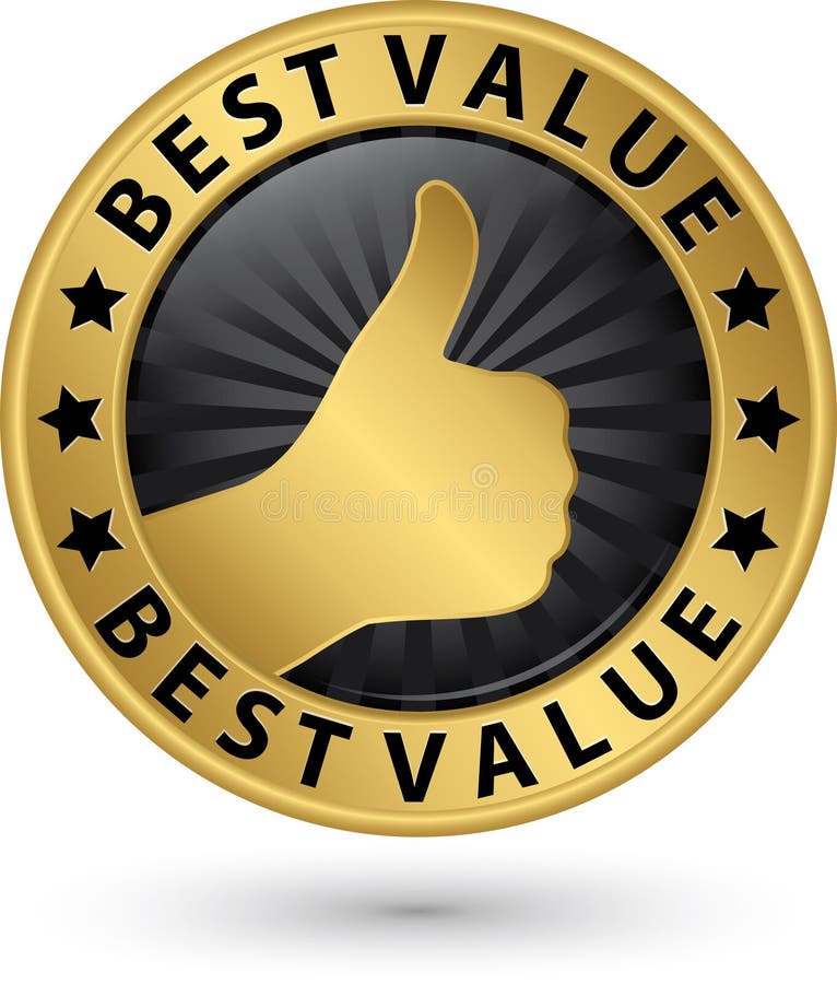 Best Value Golden Sign with Thumb Up, Vector Illustration Stock Vector ...