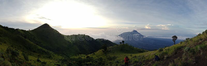 Mt merapi sunrise view stock photo. Image of landscape - 255464682