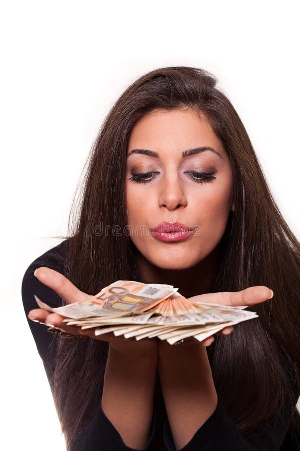 Woman take money stock photo. Image of money, smile, currency - 12748892