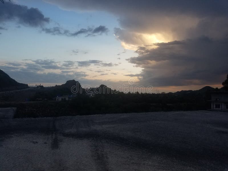 Best weather sunset stock image. Image of darkness, horizon - 181113023