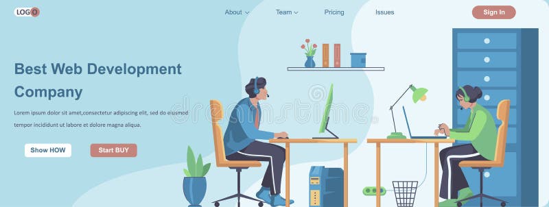 Best Web Development Company Banner Concept Stock Vector - Illustration ...