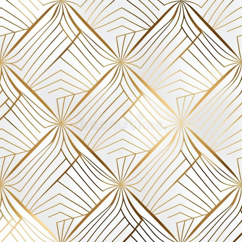 Best White Simple Abstract Geometric Vector Seamless Pattern with Gold ...