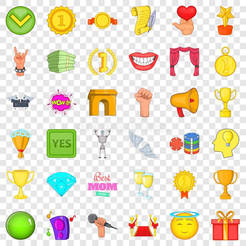 Best Winning Icons Set, Cartoon Style Stock Vector - Illustration of ...