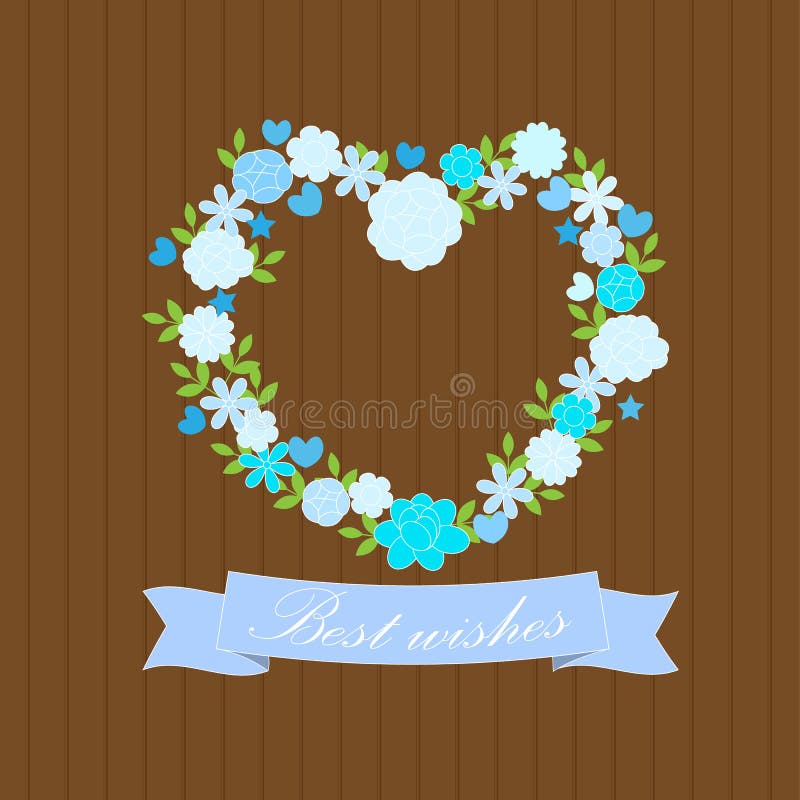 Best Wishes Card with Flowers Stock Illustration - Illustration of ...