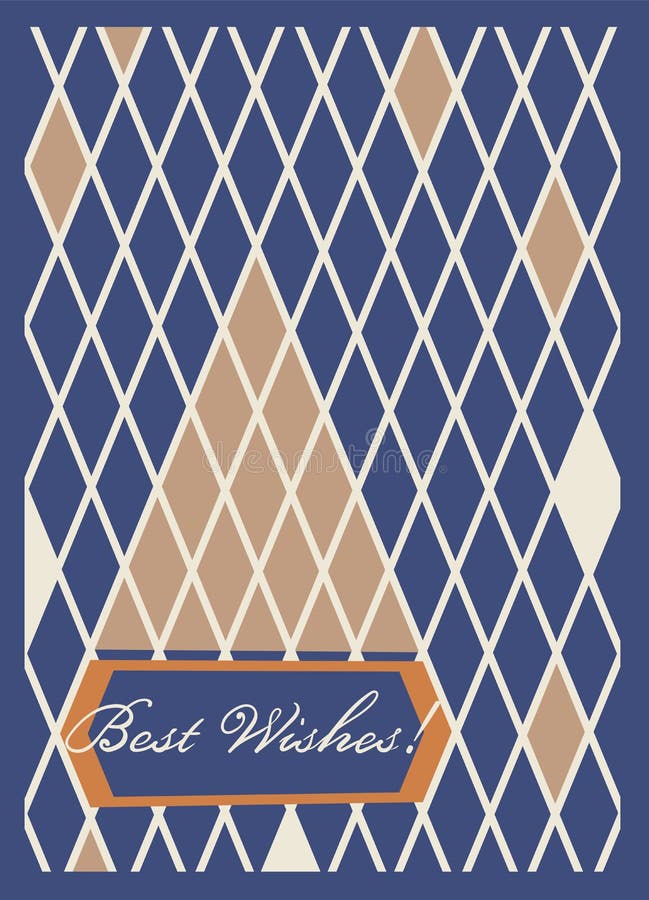Best Wishes Greeting Card with Triangles Decorations. Blue and Beige ...