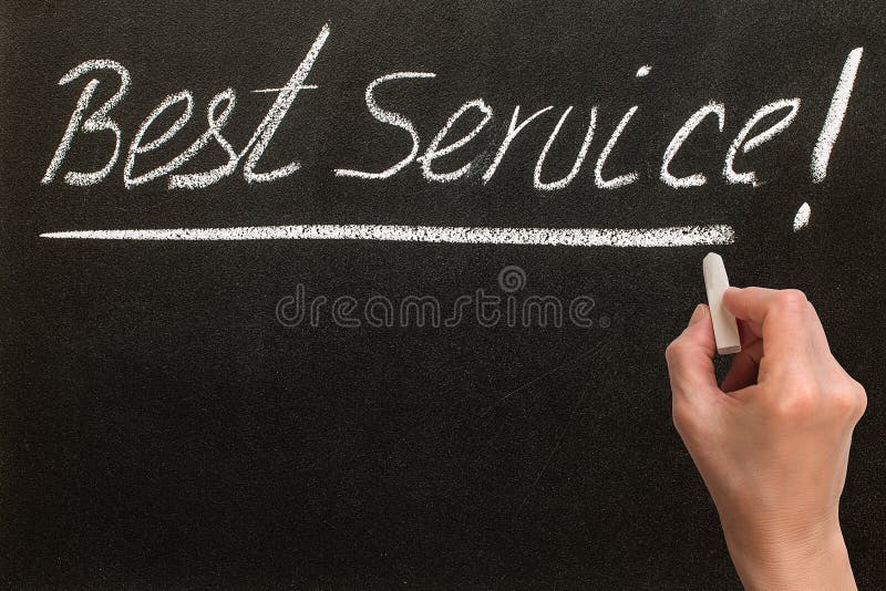 Bester Service! Text Auf Schwarzer Tafel Stockbild - Bild von system ...