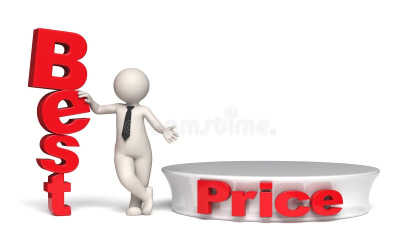 Bestes Preisangebot Mit Stufe Und Copyspace - Mann 3d Stock Abbildung ...