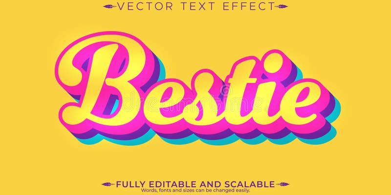 Bestie Text Effect, 3d Colourful Editable Text Style Stock Vector ...