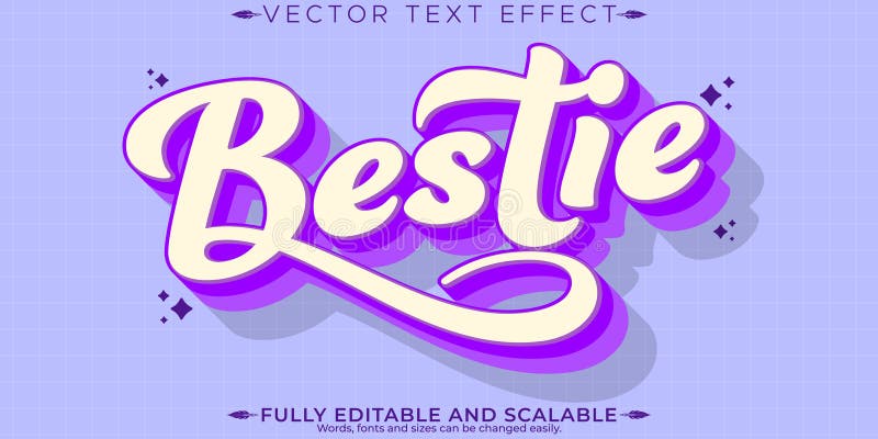 Bestie Text Effect, Editable Vintage and Retro Text Style Stock Vector ...
