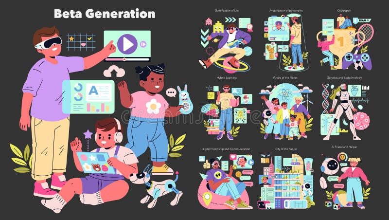 Beta Generation. Flat Vector Illustration Stock Vector - Illustration ...