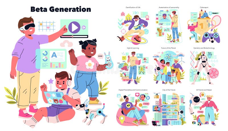 Beta Generation. Flat Vector Illustration Stock Illustration ...