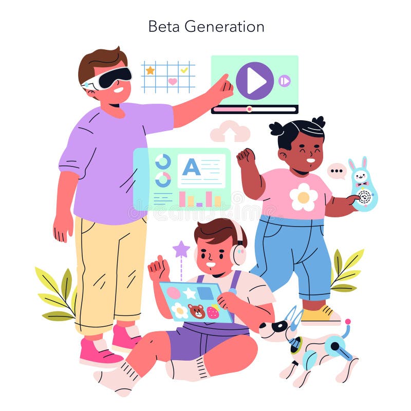 Beta Generation. Flat Vector Illustration Stock Vector - Illustration ...
