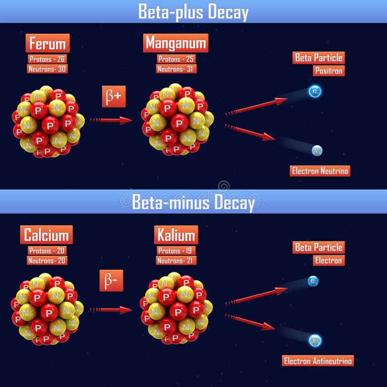 Beta-plus Decay and Beta-minus Decay Stock Illustration - Illustration ...