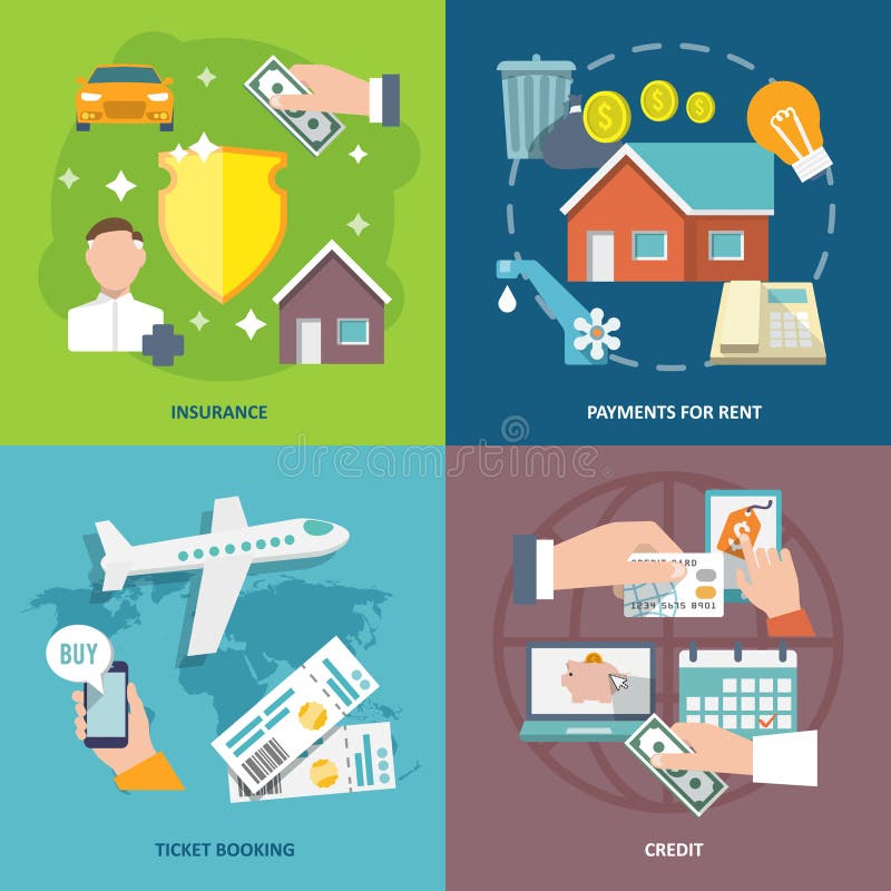 Betaal Bill Icons Flat Set vector illustratie. Illustration of media ...