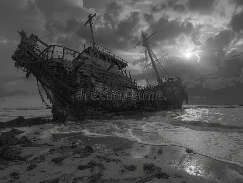 Beted Ship in Sandy Beach stock photo. Image of boat - 384040036