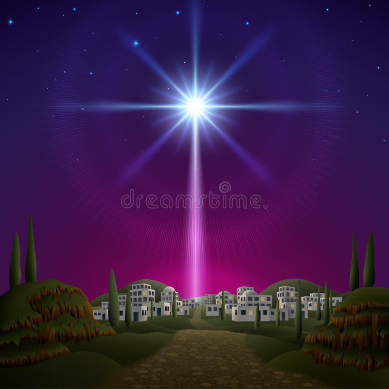 Starry Bethlehem Night stock illustration. Illustration of clip - 493990
