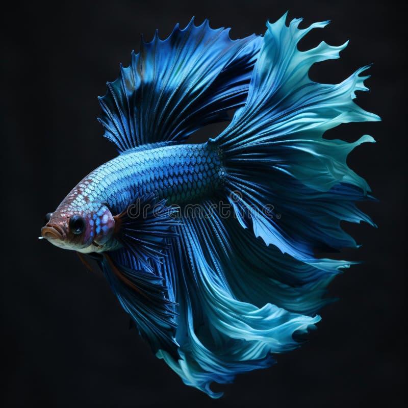 Betta Crown Tail Fish in a Black Backgound Stock Illustration ...