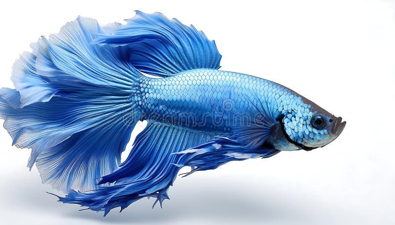 Betta Fish, Betta Splendens, Siamese Fighting Fish, Blue Fish on White ...