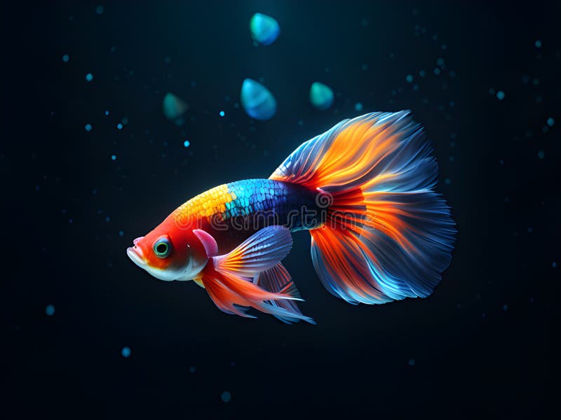A Betta Fish with a Colorful Tail Swimming in the Water Stock ...
