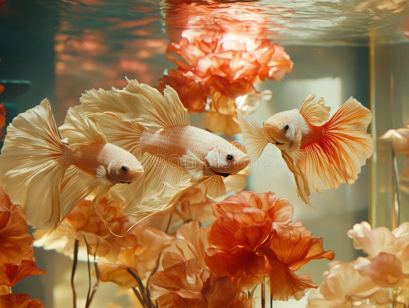 Betta Fish on Display in a Dazzlingly Lit Aquarium Create a ...