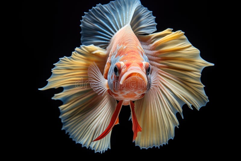 Betta Fish with Gills Flared Near Tank Surface Stock Illustration ...