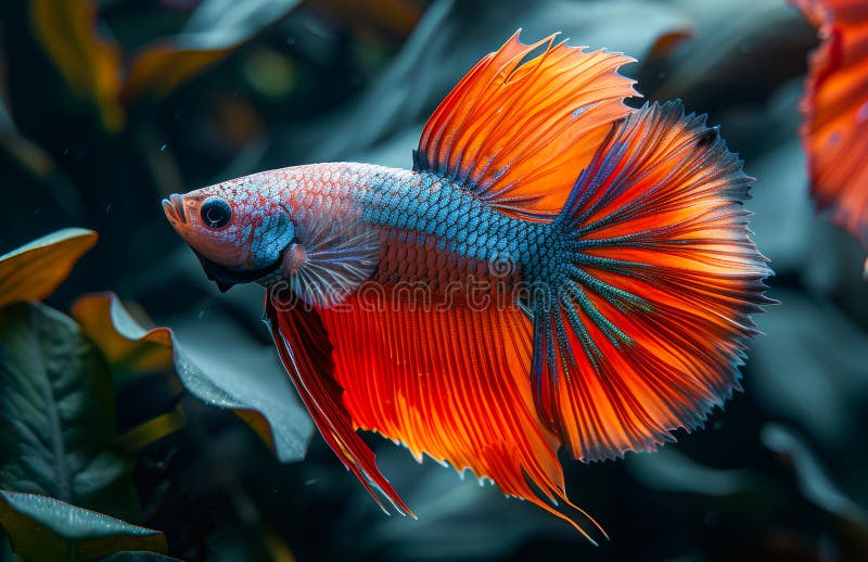 Betta Fish Siamese Fighting Fish in Aquarium. Beautiful Colorful Fish ...