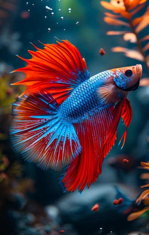 Betta Fish Siamese Fighting Fish in Aquarium Colorful Fish Stock Image ...