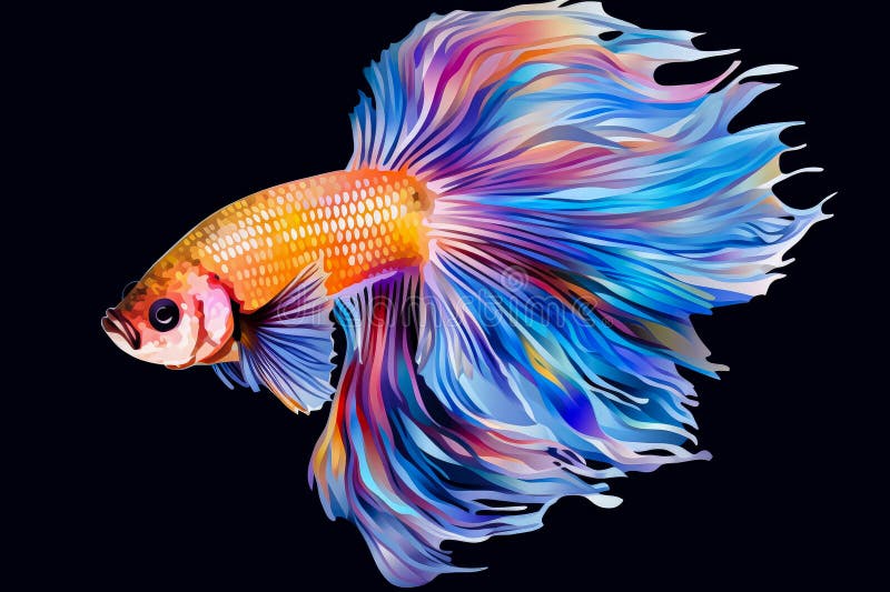 Betta Fish, Siamese Fighting Fish, Betta Splendens Stock Illustration ...