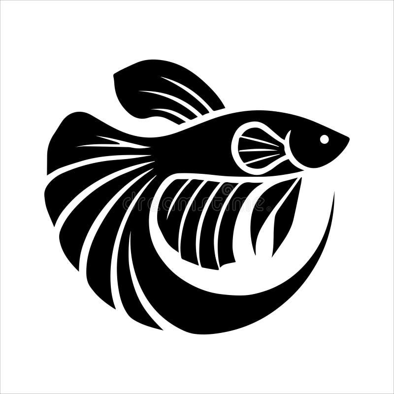 Betta Fish Silhouette. Black Color Vector Illustrations Stock Vector ...