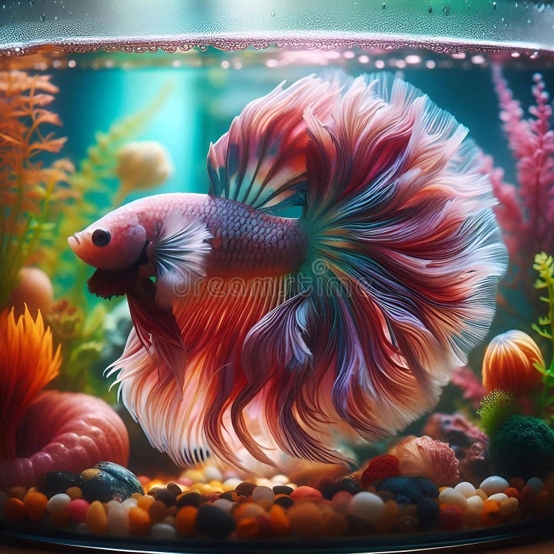 Betta Fish with Their Beautiful and Beautiful Colors in the Aquarium ...