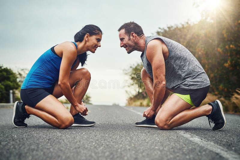It is Better To Win Together. a Young Attractive Couple Training for a ...