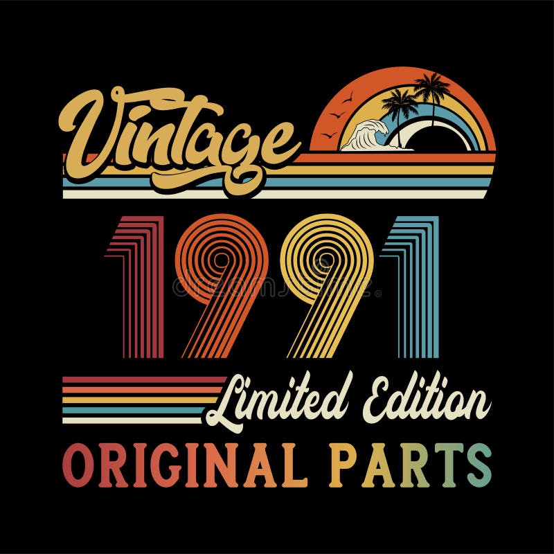 1991 Vintage T Shirt Design Vector, Vintage Design Stock Vector ...