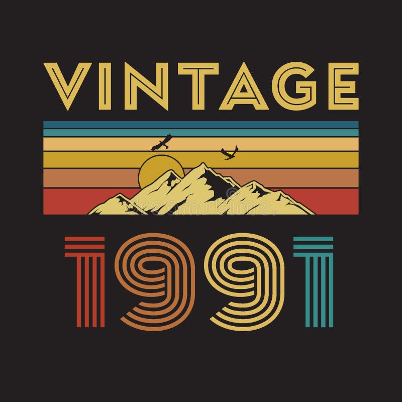 1991 Vintage T Shirt Design Vector, Vintage Design Stock Vector ...