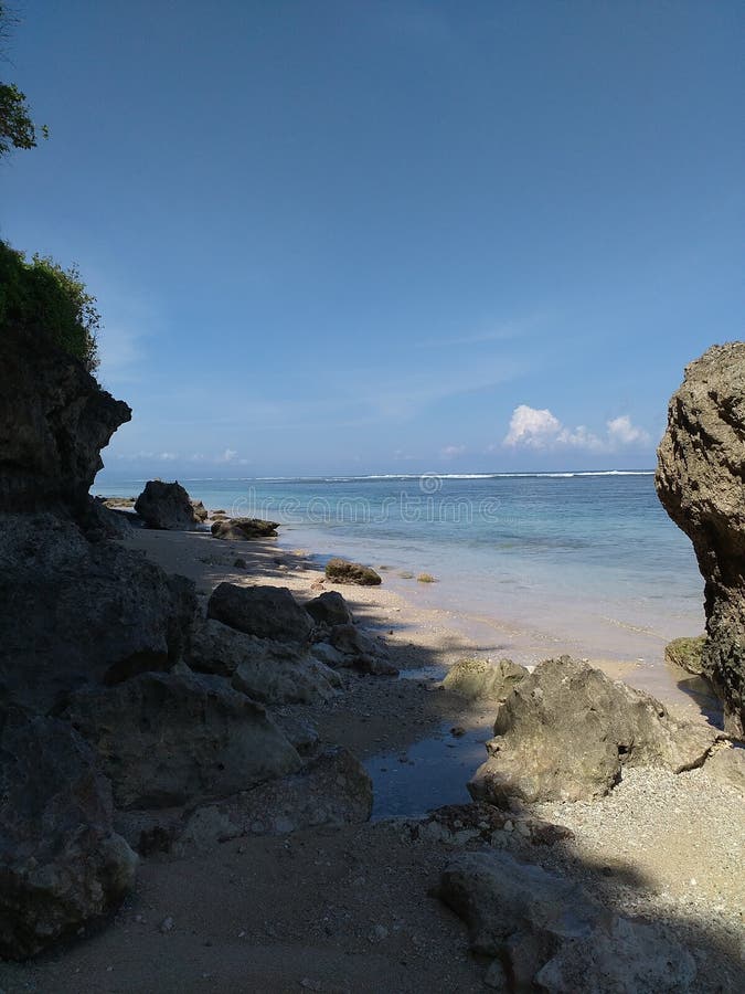 Beautiful Hidden Beach at Bali Stock Photo - Image of payung, bali ...