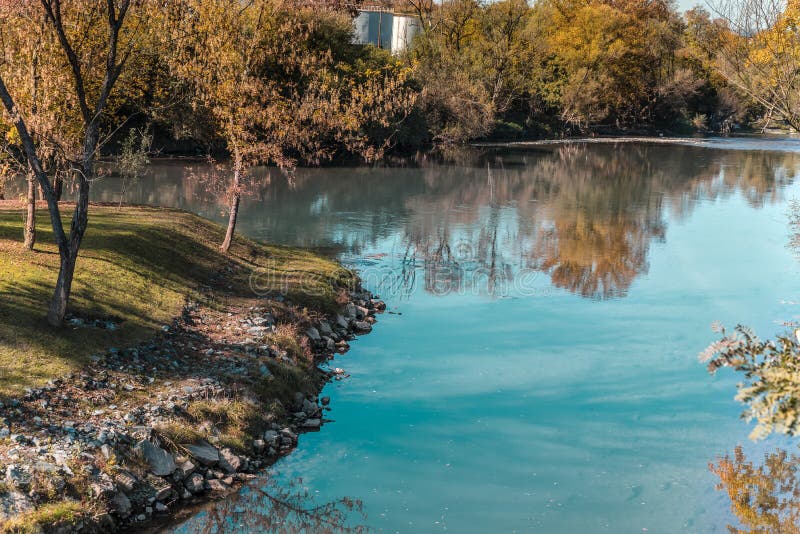 Beautiful Blue Water River with Trees Stock Photo - Image of trees ...