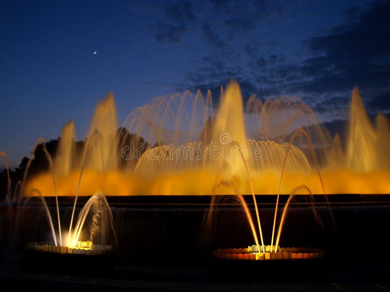 Beutiful Fontain in Barcelona Stock Image - Image of magic, light: 11098801