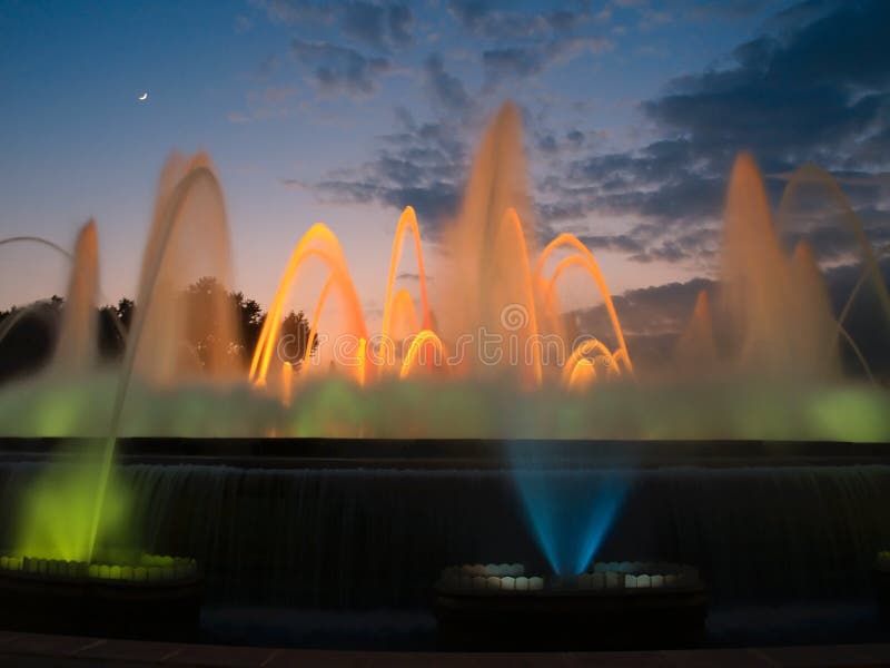 Beutiful Fontain in Barcelona Stock Image - Image of night, magical ...