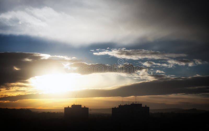 Beutiful Sunset Over Old Buildings Stock Photo - Image of yellow ...