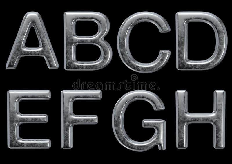Beveled Metal Alphabet 3D Render Stock Illustration - Illustration of ...