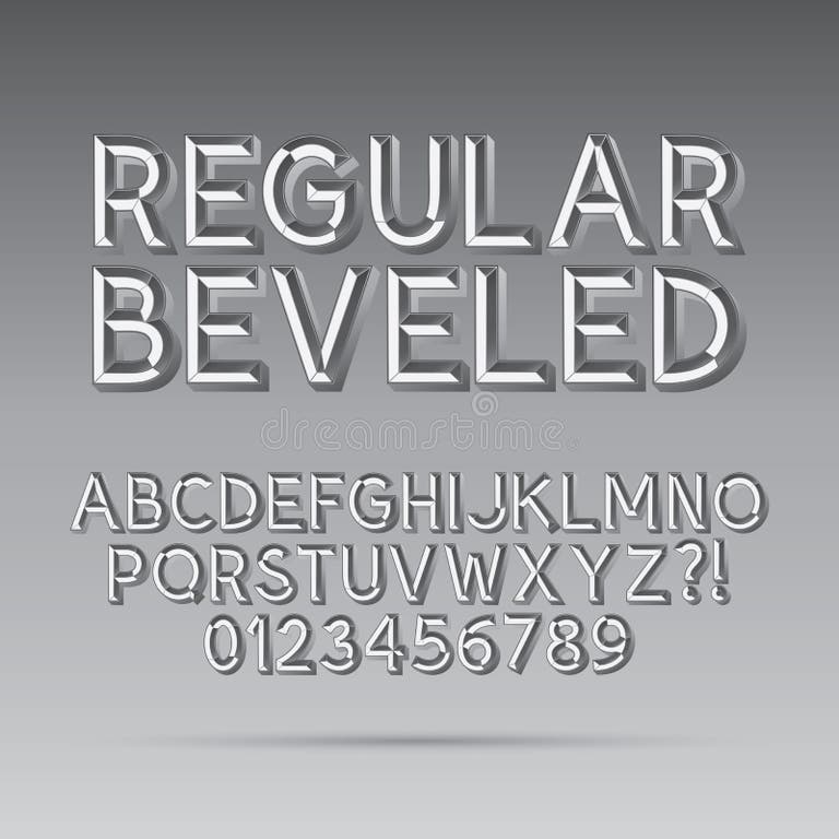 Beveled Outline Font and Digit Stock Vector - Illustration of bevel ...