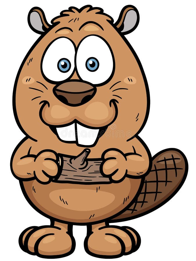 Cartoon Leuk Bever Personage Met Grote Tanden Glimlachen Vector ...