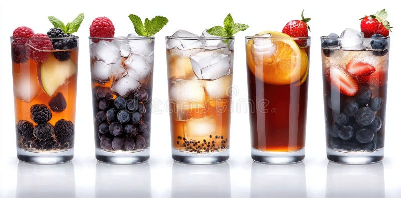 Beverage Assortment, Elegant Presentation of Iced Drinks Paired with ...