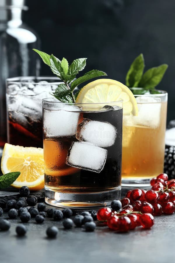 Beverage Assortment, Elegant Presentation of Iced Drinks Paired with ...