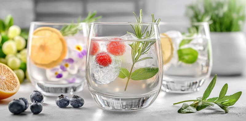 Beverage Assortment, Elegant Presentation of Iced Drinks Paired with ...