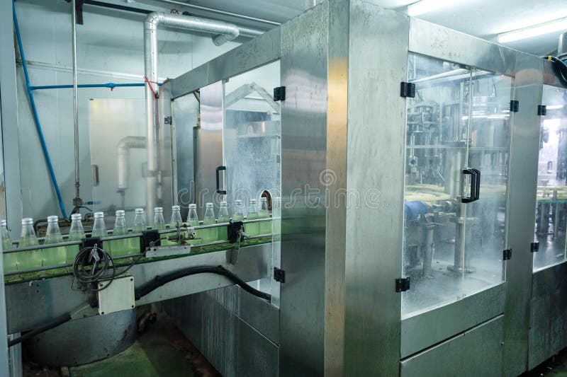 Beverage Bottling Room with Automatic Machinery and Control Panel in ...