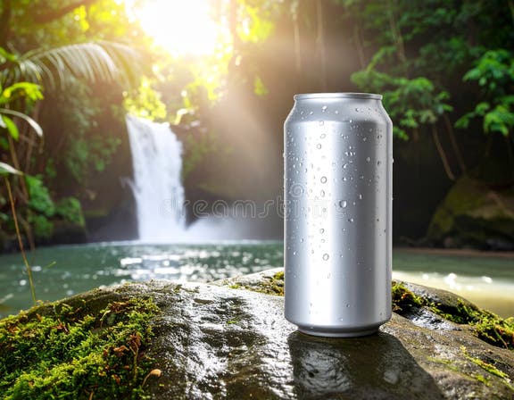 Beverage Can Presented on Natural Rock Background Stock Illustration ...
