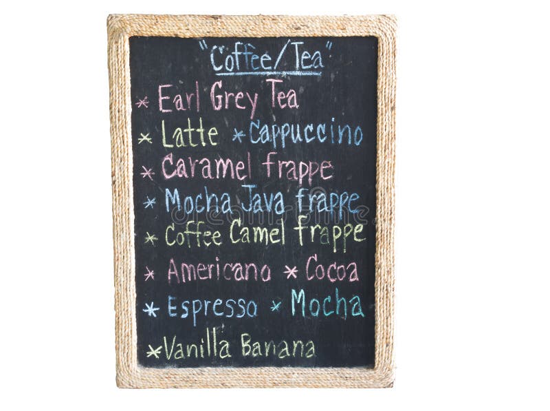 Beverage Coffee Menu on the Blackboard Stock Image - Image of frame ...