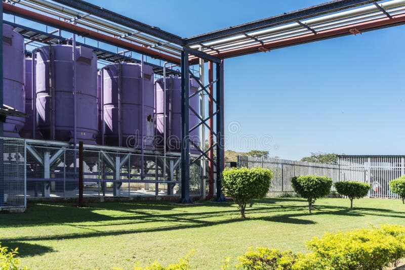 Beverage Factory Cylinders. with Blue Sky Stock Photo - Image of ...